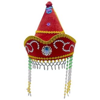 Generic Chapeau de princesse ethnique en forme de yourte mongole pour festival, danse (rouge)
