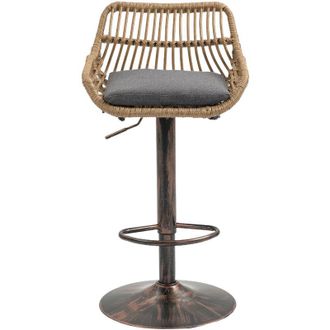 Liberte Lot de 2 Tabourets de bar moderne en rotin r&eacute;glables avec repose-pieds et coussin en lin gris