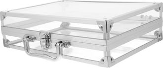 Angoily Kosmetikkoffer Aus Aluminiumlegierung Aluminium -Aktentasche Verschließbarer Aktenkoffer Schlanke Vinyl-aufbewahrung Silberne Aktentasche Kronengehäus