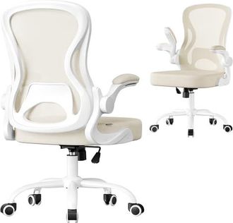 Songmics B&uuml;rostuhl ergonomisch, Drehstuhl mit Netzgewebe, Schreibtischstuhl mit Lendenst&uuml;tze, Wippfunktion, klappbare Armlehnen, f&uuml;r Arbeitszimmer, Schlafzimme