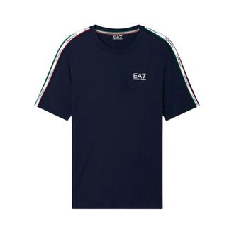 Emporio Armani Bedrucktes T-Shirt mit Rundhalsausschnitt und kurzen &Auml;rmeln - - Tops - Herren - Blau - XS