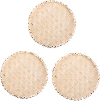 Yardwe 3 Stk Kehrschaufel Bambuskorb Runder Korb Besteckkorb Aus Weide Flacher Korb Aus Bambus Stapelbare Ovale Obstk&ouml;rbe Geflochtener Korb Aus Bambus Korb A