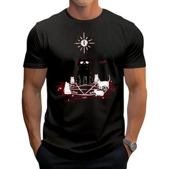 Generic T-shirt &agrave; manches courtes pour homme | T-shirt &agrave; manches courtes pour Halloween avec col rond surdimensionn&eacute; - V&ecirc;tements d&eacute;t&eacute; tendance en coton, Noir,