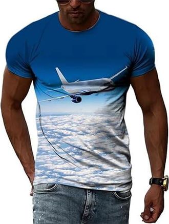 Keephen T-Shirt &agrave; col Rond pour Hommes/Femmes avec Graphique davion Impression 3D da&eacute;ronef Manches Courtes Pull d&eacute;contract&eacute;