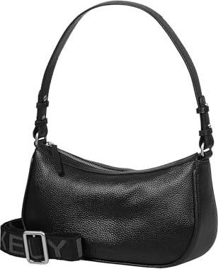 Burkely Always Ava Bag - Sac &Eacute;paule Femme en Cuir Noir - Petit Sac Chic du Quotidien avec Bandouli&egrave;re Logo R&eacute;glable