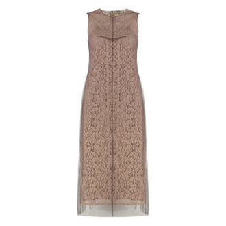 Fendi Schichtkleid aus Spitze und Seide - - Dresses - Damen - Rosa - XS
