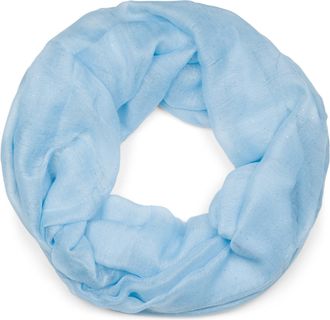 styleBREAKER Damen Loop Schal mit Glitzer-Effekt | Einfarbiger Schlauchschal aus weicher Viskose | Leicht & Elegant | 87 x 93 cm, Farbe:Eisblau