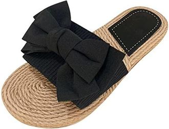 Generic Pantoufles de plage plates pour femme - Sandales à bout ouvert avec bride arrière tressée pour femme - Sandales dété décontractées tendance avec semel