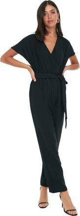 Trendyol Damen Belted Chest Collar Overall, Schwarz, 42 EU