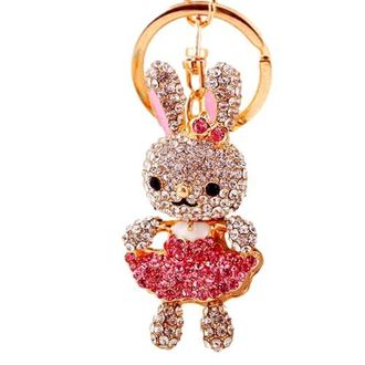 Generic Porte-cl&eacute;s lapin - Jouets porte-cl&eacute;s en strass - Jolis pendentifs - Accessoires de bague &agrave; suspendre dans la voiture - Jouets de porte-cl&eacute;s charmant e