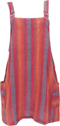 Guru Shop Gestreifter Boho Latzrock, Tr&auml;gerkleid, Latzkleid - Rot/orange, Damen, Baumwolle, Size:XL