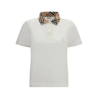 Burberry Femme, Tops, Blanc, Taille: 36 FR Polo en coton avec patte de boutonnage
