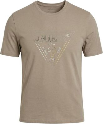 Guess Homme, Tops, Beige, Taille: 2XL T-shirt imprim&eacute; &agrave; manches courtes et col rond