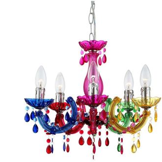 Globo Lighting Kronleuchter 5-flammig bunt - L&uuml;ster mit Filament LEDs &Oslash; 44cm