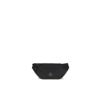 Moncler Homme, Sacs, Noir, Taille: ONE Size Banane en Nylon D&eacute;perlant avec Finition en Cuir
