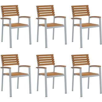 vidaXL Vidaxl - Stapelbare Gartenst&uuml;hle 6 St&uuml;ck Massivholz Akazie und Metall