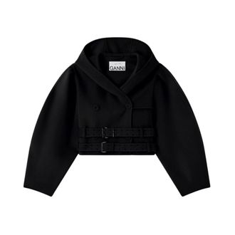 Ganni Zweireihiger Mantel - - Coats - Damen - Schwarzk - S