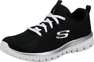 Skechers Femme Graceful-Get Connected Baskets, Noir Mesh Blanc Trim, 36 EU