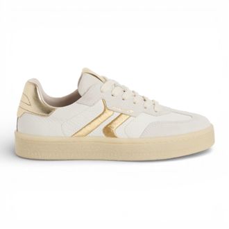 Tamaris Tamaris Damen-Sneaker aus wei&szlig;em Leder mit goldenen Streifen