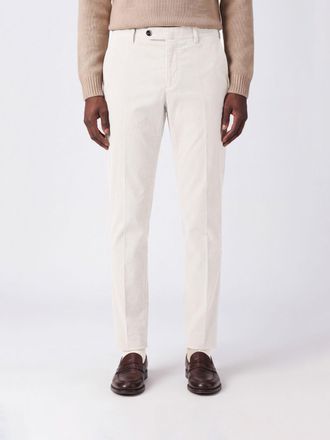 Pantaloni Torino Slim-Fit-Chinohose aus Samt mit versetztem Verschluss