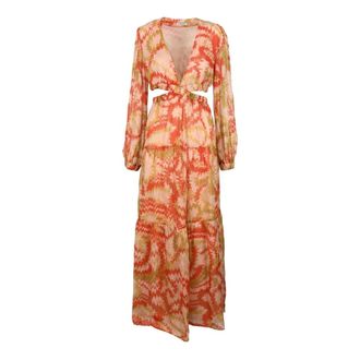 Dondup Langes Chiffonkleid mit Puff&auml;rmeln - - Dresses - Damen - Mehrfarbig - M