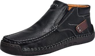Generic Mocassins plats en cuir faits à la main pour homme - Semelle souple - Confortables - Antidérapants et respirants - Pour la conduite en plein air et le