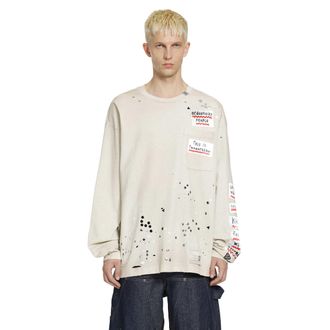Miharayasuhiro Embellished Sticker Long Sleeve T-Shirt
