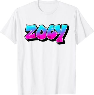 BDAZ Zoey Graffiti Personalisierter Name Blau Rosa Frauen M&auml;dchen T-Shirt
