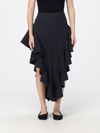 Alaia Asymmetrischer plissierter Strick-Midi-Rock aus Wollmischung mit hoher Taille