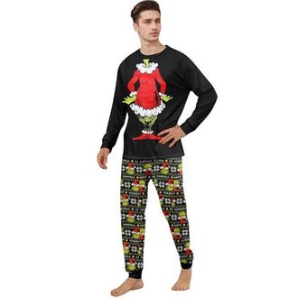 Generic Le Grinch Pyjama Noel Famille De Grinch Ensemble Couple Hiver Enfant Chaud Et Doux Noël Femme Deguisement Adulte Coton Pull Homme Costume Bebe The Gar