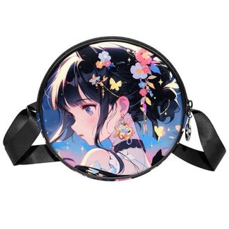 Generic Sac &agrave; bandouli&egrave;re Circle pour femme, petit sac &agrave; bandouli&egrave;re avec fermeture &eacute;clair, bretelles r&eacute;glables, sac &agrave; main rond d&eacute;contract&eacute; pour femmes et fi