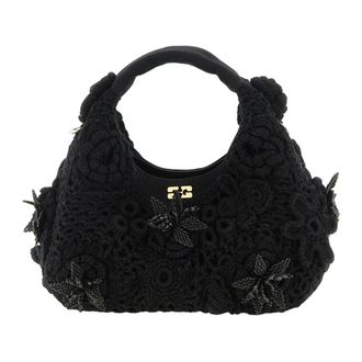 Ganni Mini Hobo Crochet Handtasche - - Bags - Damen - Schwarzk - ONE SIZE