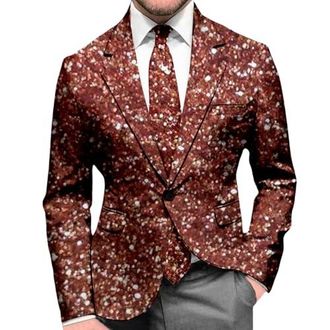 Generic Veste &agrave; paillettes pour homme - Imprim&eacute; multicolore - Costume de carnaval - Veste de costume slim fit - Avec motif cravate - Tenue de f&ecirc;te disco des a