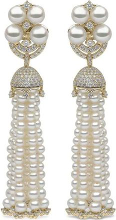 Yoko London 18kt Gelbgoldohrringe mit Süßwasserperlen und Diamanten