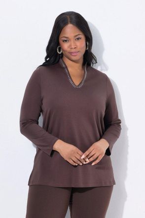 Ulla Popken T-Shirt Shirt A-Linie Kelchkragen Langarm Pima Cotton