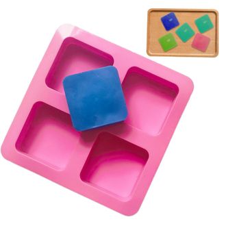 Generic Silikon-Dessertform - Flexible quadratische Backform mit 4 Mulden, Antihaft-Backform in Lebensmittelqualität für Gebäck, Gelee und Mini-Kuchen, wieder