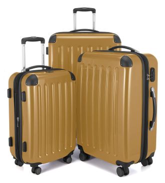 HAUPTSTADTKOFFER Alex - 3er Kofferset, Trolley-Set, Rollkoffer, Reisekoffer, (S, M & L), Herbstgold