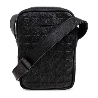 Emporio Armani Schultertasche mit Monogramm - - Bags - Herren - Schwarzk - ONE SIZE