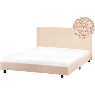 Beliani Beliani - Lit Double Moderne avec Sommier à Lattes 140 x 200 cm Cadre de Lit Tapissé Bouclé Beige Albi