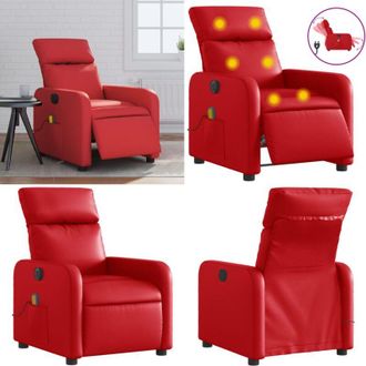 vidaXL Massagesessel Elektrisch Rot Kunstleder - Massage Stuhl - Elektrischer Massagesessel - Relaxsessel - Fernsehsessel - Lederstuhl - Home & Living