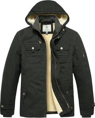 WenVen Homme Veste Matelassée dhiver en Coton Veste dextérieur Résistante à leau Manteau Chaud à Capuche Fausse Fourrure Parka Coupe-Vent Puffer Blouson Vert