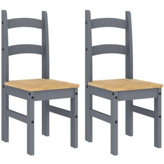 vidaXL Essst&uuml;hle 2 Stk. Grau 40x46x99 cm Massivholz Kiefer - Vidaxl