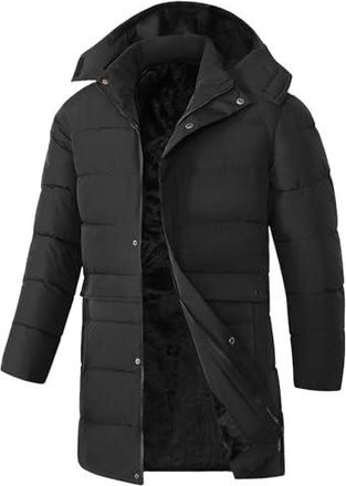 Generic Manteaux dhiver pour hommes, vestes dhiver r&eacute;sistantes &agrave; leau, chaudes et &eacute;paisses, parka, doudoune longue, Noir, XL