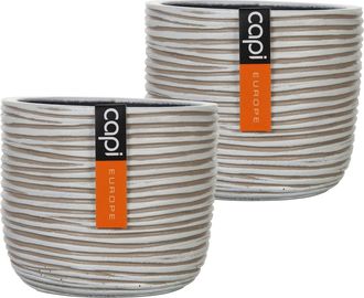 Capi Europe - Blumentopf Kugel Rib - 10x9 - Elfenbein - Blumentopf f&uuml;r den Innenbereich
