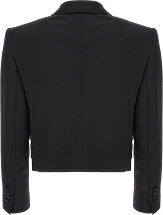 Dolce & Gabbana Double-Breasted Tuxedo Crop Blazer - Black
