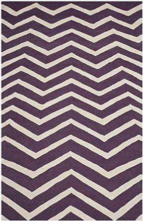 Safavieh Tapis Contemporain Pour Salon, Salle à manger, Chambre à coucher - Cambridge Collection, Tapis à poil court, Mauve et Ivoire, 91 X 152 cm