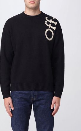 Off-white Wollmisch-Pullover mit Jacquard-Logo, Rundhalsausschnitt und &uuml;berschnittenen Schultern