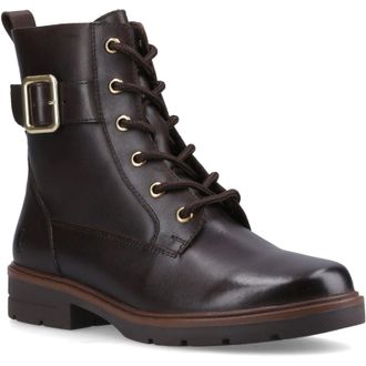 Hush Puppies Teagan Biker Leder Damenstiefel BRAUN