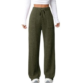 Generic Pantalon de surv&ecirc;tement pour femme avec poches - Uni - Taille &eacute;lastique - Pantalon de surv&ecirc;tement d&eacute;contract&eacute; &agrave; jambe large - Pantalon de sport taille