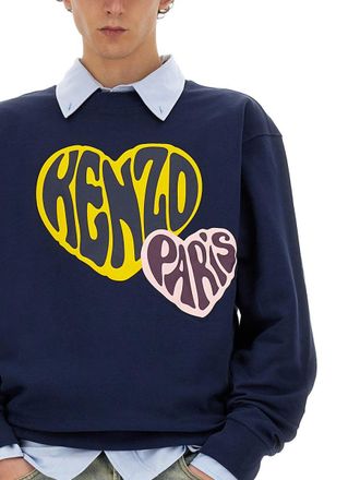 Kenzo Logo-Embroidered Cotton Sweatshirt - Blue